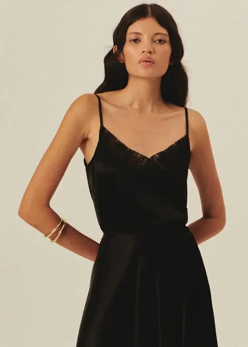 EXQUISE Adalynn Spaghetti Strap Blouse - Black