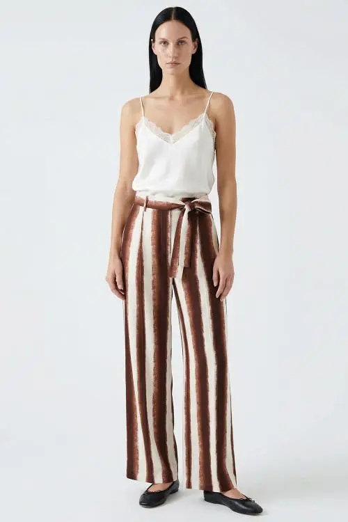 EXQUISE Striped Wide Leg Regular Pants