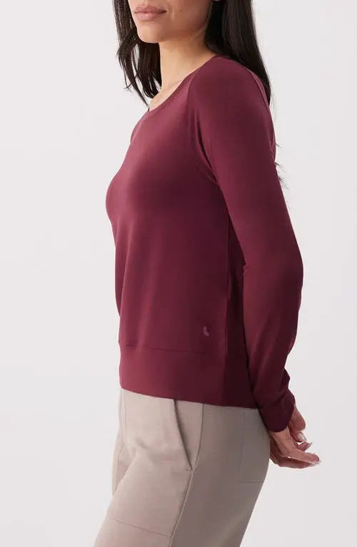 LOLE Dynamic Striped Long Sleeve Performance T-shirt - Deep Wine