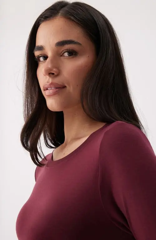 LOLE Dynamic Striped Long Sleeve Performance T-shirt - Deep Wine