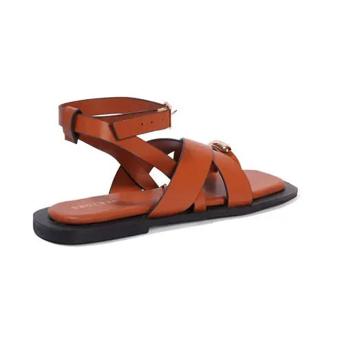 KNEETOES Elowyn Cross Strap Sandal - Brown