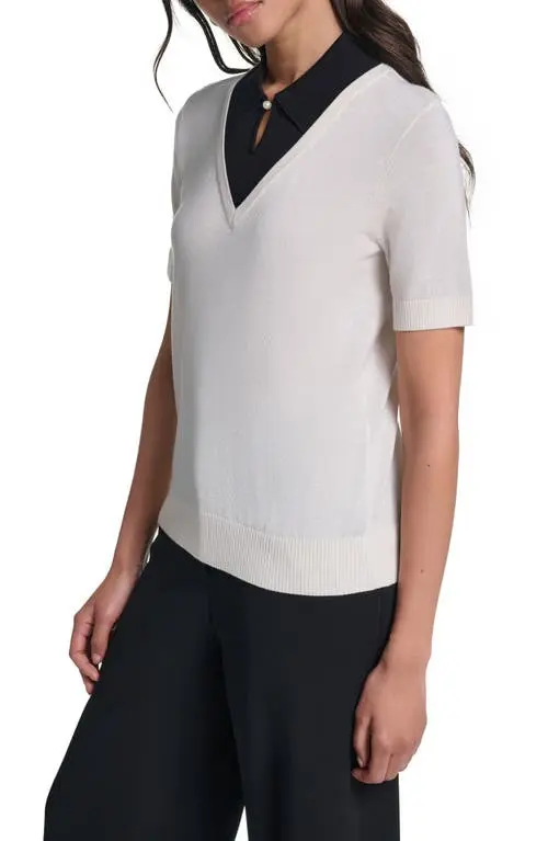 Karl Lagerfeld Paris Layered Short Sleeve Sweater