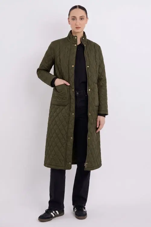 OROLAY Barnform Long Lightweight Trench Jacket - Olive