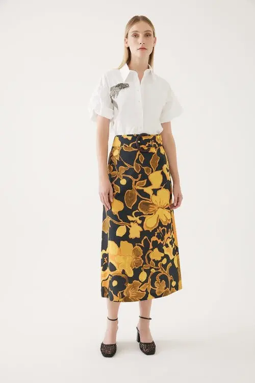 EXQUISE Fish Print Embellished Shirt