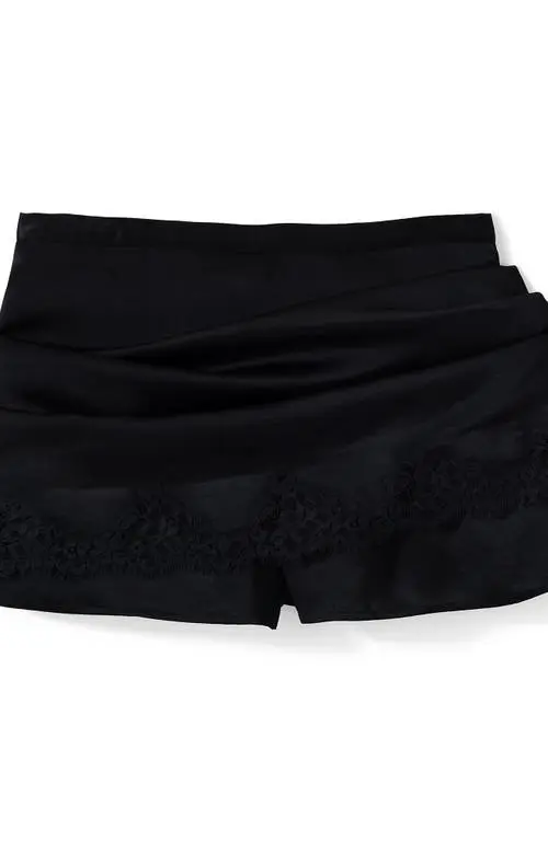 LANDS' END Creaseless Silky Lace Trim Skort - Black
