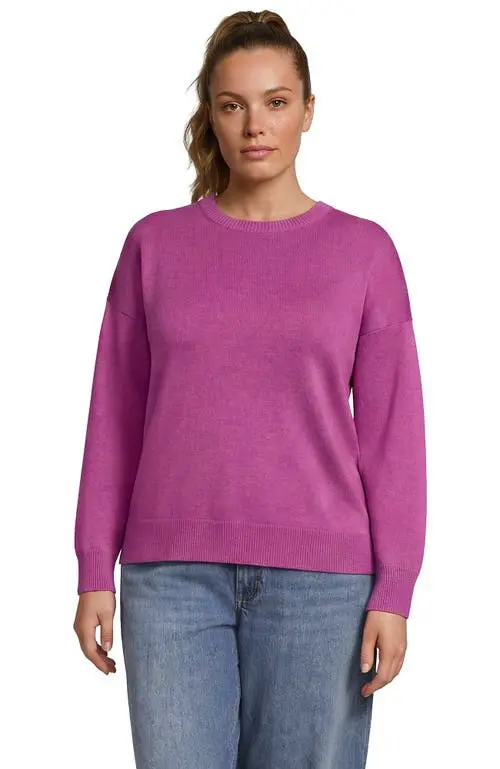 LANDS' END Drifter Classic Cable Sweater - Soft Raspberry Heather