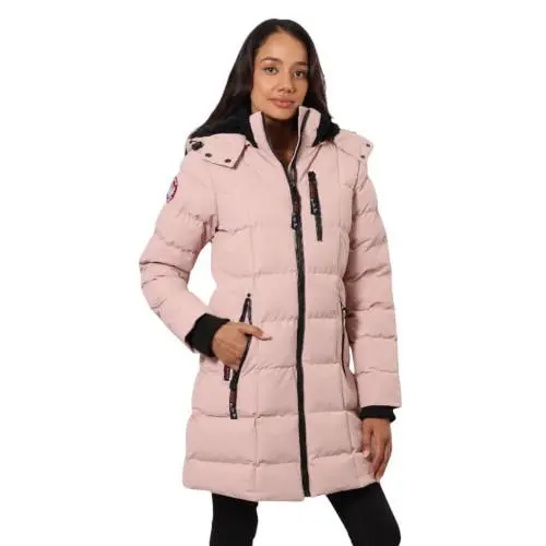 CANADA WEATHER GEAR High Pile Fleece Lined Hood Quilted Puffer Coat - Blush