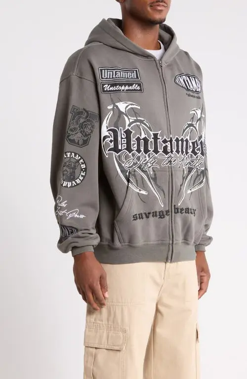 PACSUN Untamed Embroidered Zip Hoodie