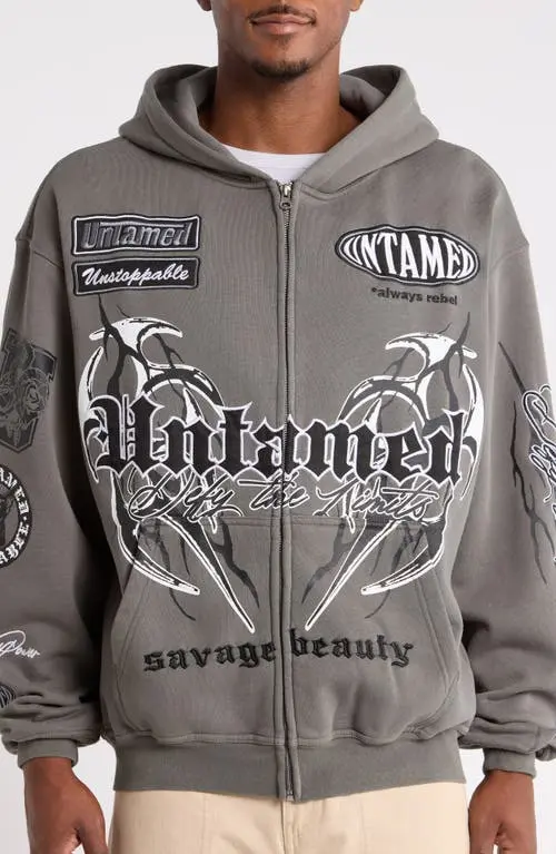 PACSUN Untamed Embroidered Zip Hoodie