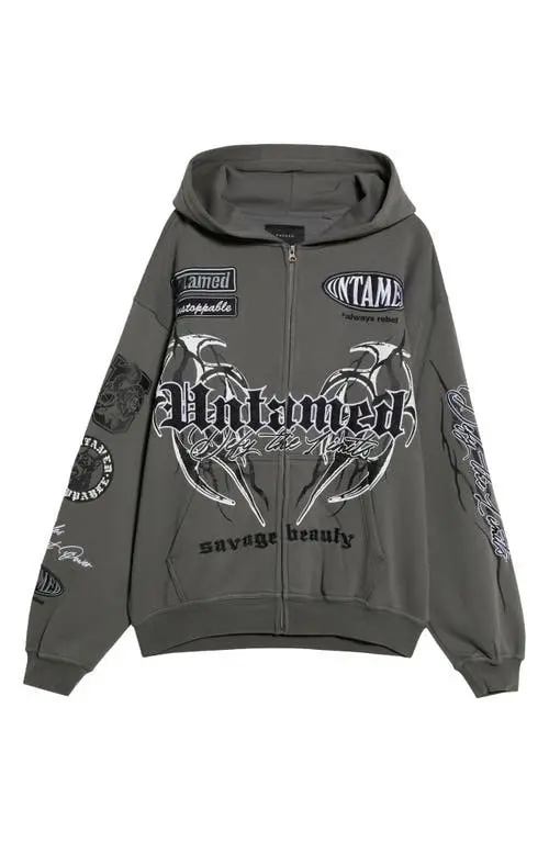 PACSUN Untamed Embroidered Zip Hoodie