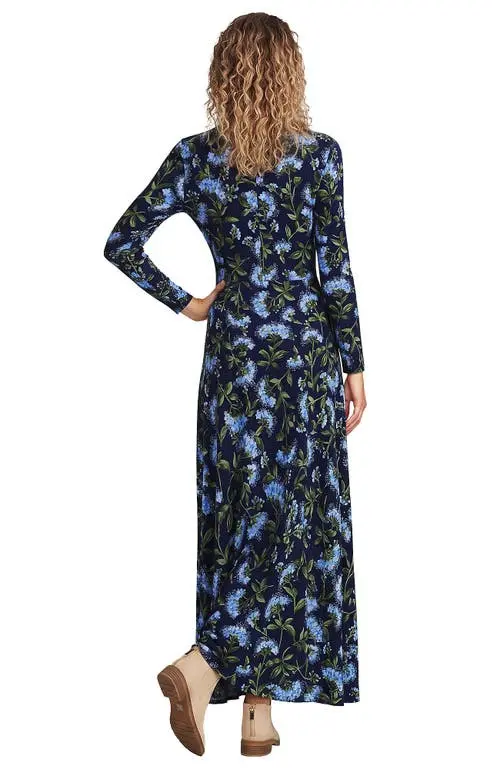 LANDS' END Silky Knit Ruched Maxi Dress - Deep Sea/blue Hydrangea