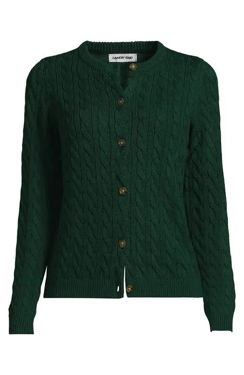 LANDS' END Drifter Cable Cardigan Sweater - Pine