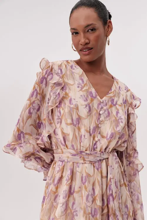 EXQUISE Katelin V Neck Belted Mini Dress