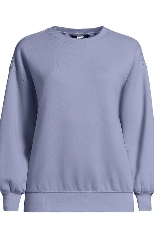 LANDS' END Serious Sweats Relaxed Long Sleeve Crew Neck Sweatshirtset Top - Frosted Periwinkle