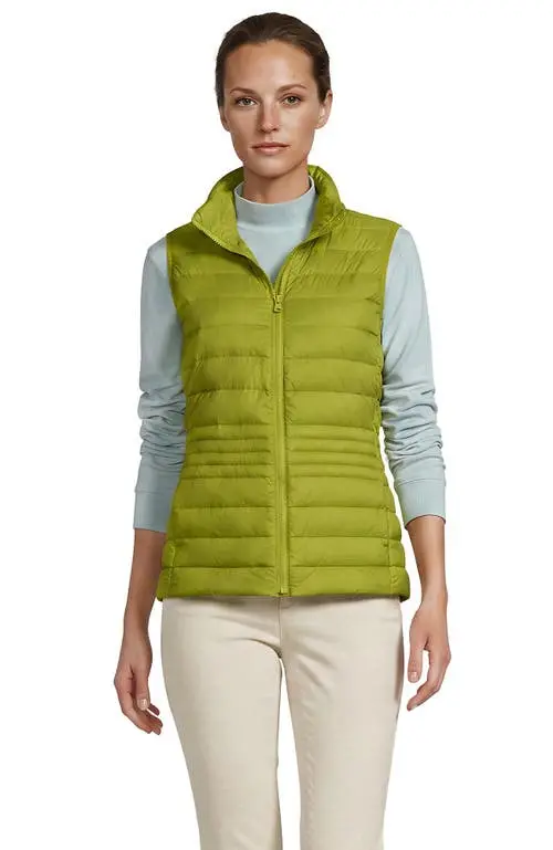 LANDS' END Wanderweight Packable Ultralight Down Vest - Chartreuse