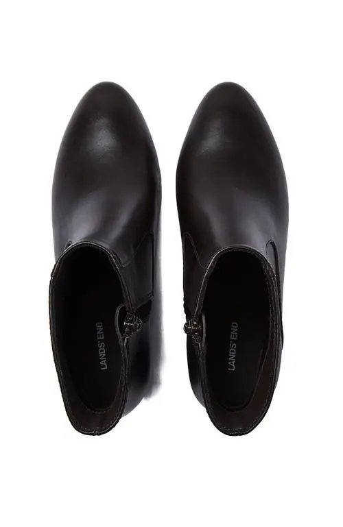 LANDS' END Essential Leather Block Heeled Boots - Coffee Bean
