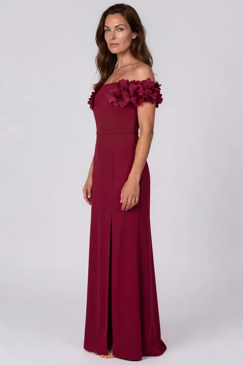 Rene Ruiz Collection Off The Shoulder Crepe Gown
