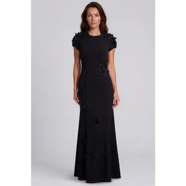 Rene Ruiz Collection High Neck Crepe Gown