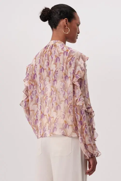 EXQUISE Kasandra Tie Neck Long Sleeve Blouse