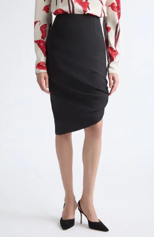 Carolina Herrera Asymmetrical Stretch Wool Skirt - Black