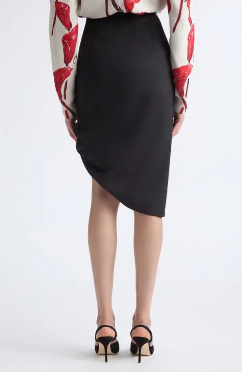 Carolina Herrera Asymmetrical Stretch Wool Skirt