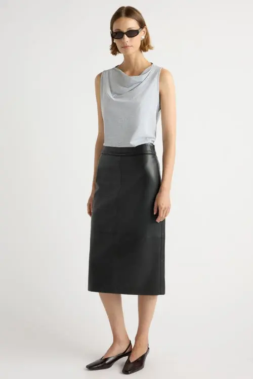 Modern Citizen Briony Back-slit Vegan Leather Skirt