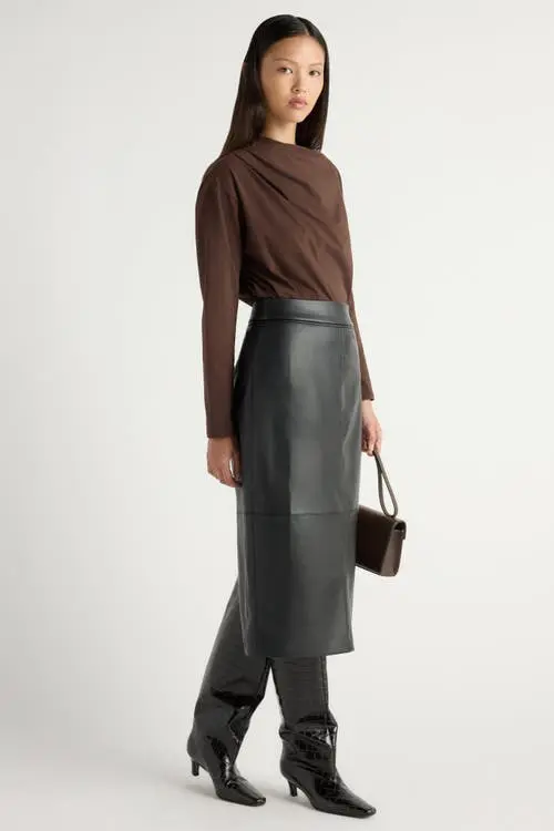 Modern Citizen Briony Back-slit Vegan Leather Skirt