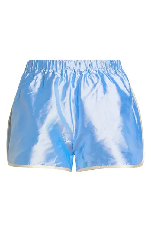 Donni. The Silk Taffeta Racer Stripe Shorts - Cloud