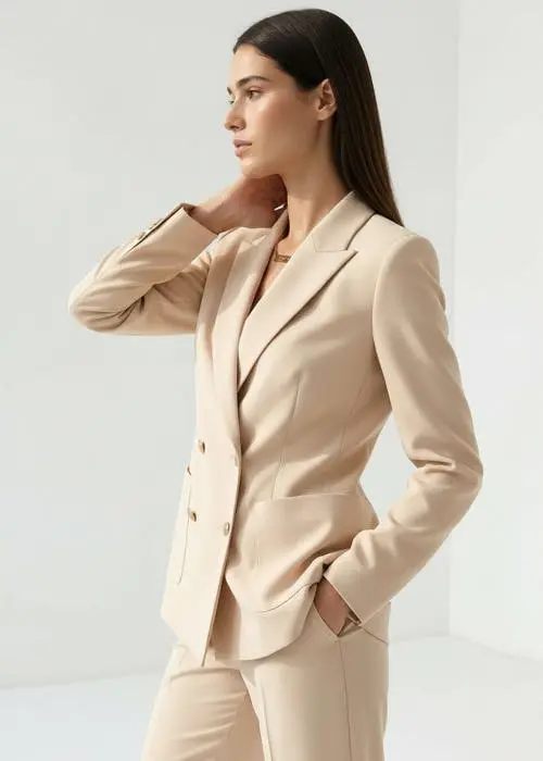 EXQUISE Double Breasted Regular Woven Blazer Jacket