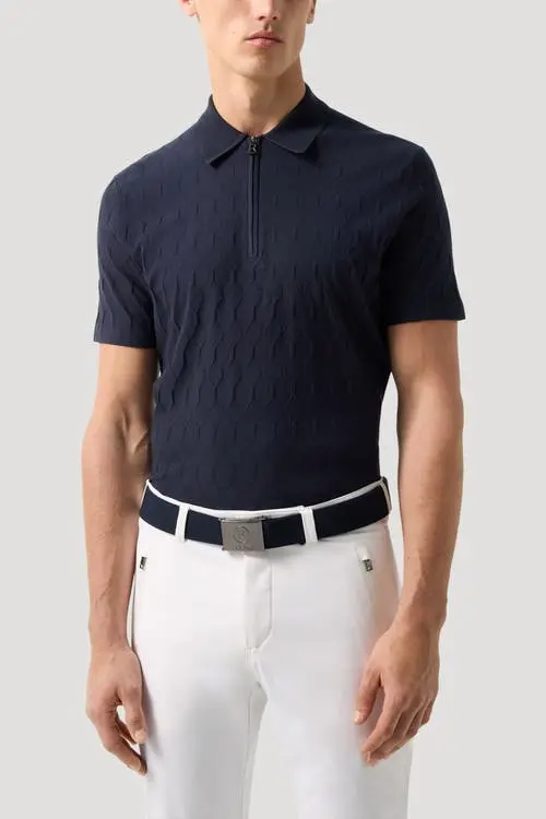 Bogner Maxim Knitted Polo Shirt - Navy Blue