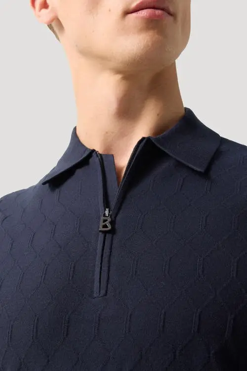 Bogner Maxim Knitted Polo Shirt - Navy Blue