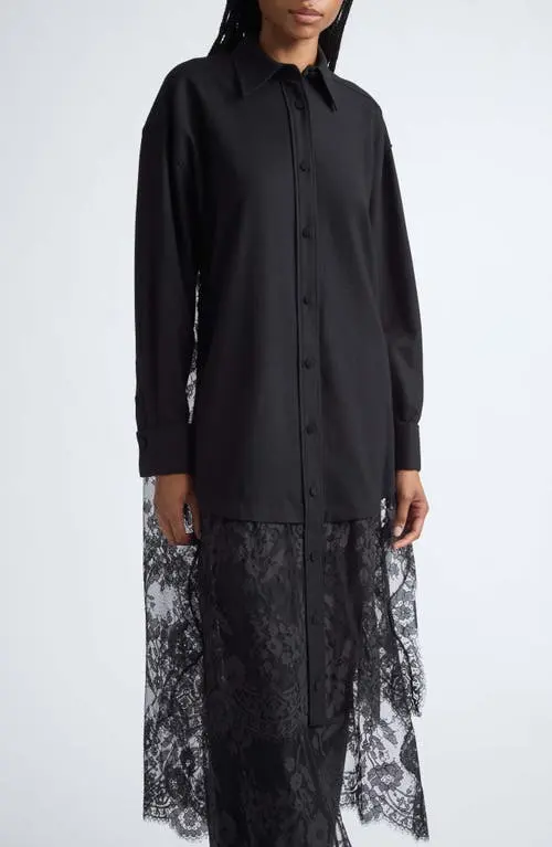 Zimmermann Valiant Lace Trim Longline Stretch Wool Button-up Shirt