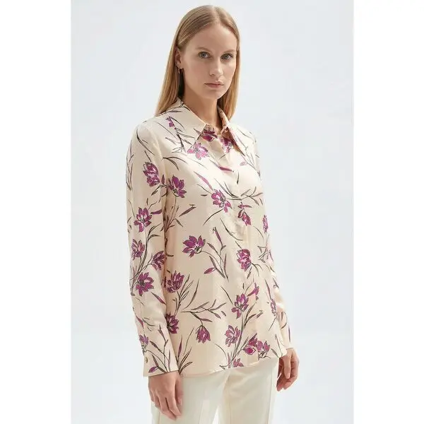 EXQUISE Floral Long Shirt - Multicolor