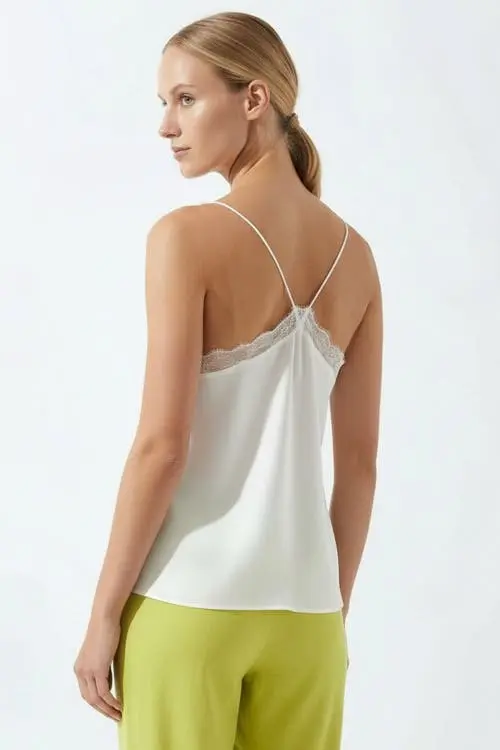 EXQUISE Strappy Lace Trim Viscose Blouse