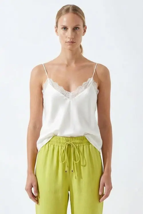 EXQUISE Strappy Lace Trim Viscose Blouse