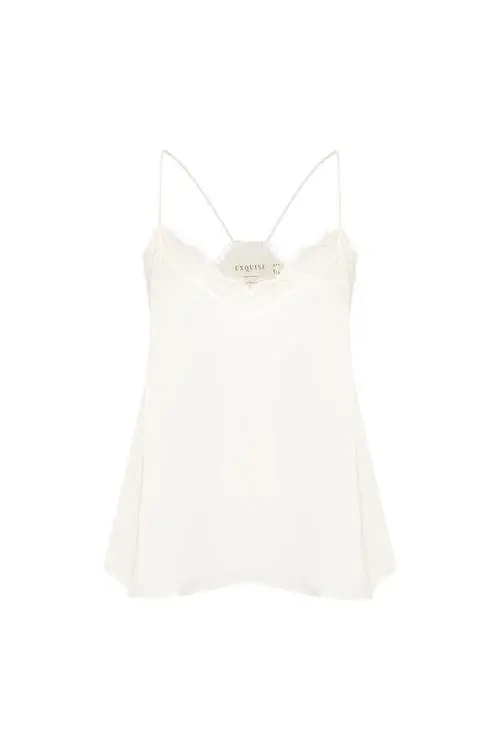 EXQUISE Strappy Lace Trim Viscose Blouse
