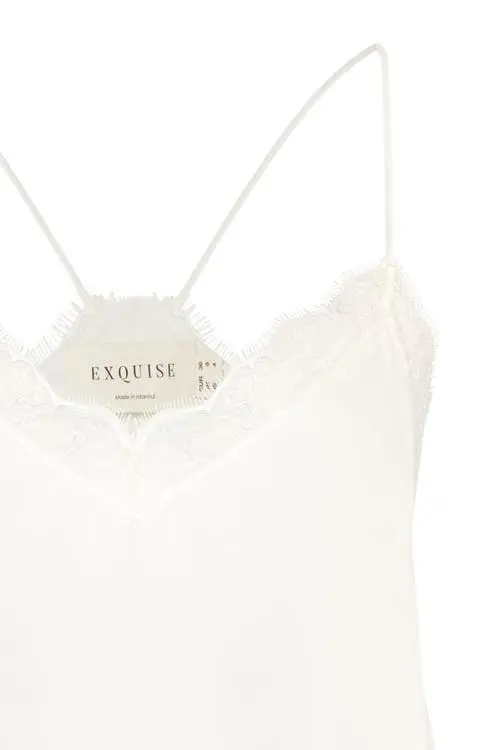EXQUISE Strappy Lace Trim Viscose Blouse