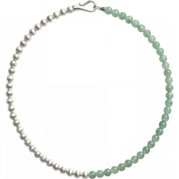 SEREE Duo Silver And Jade- Aventurine Beaded Necklace - Green