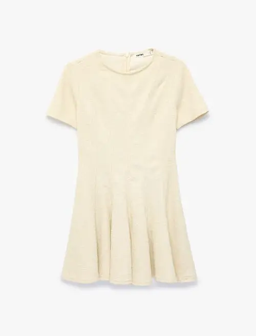 Koton Floral Textured Mini Flared Dress