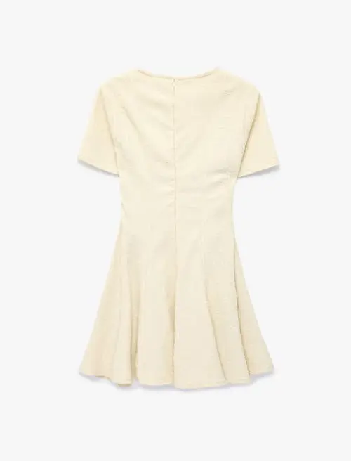 Koton Floral Textured Mini Flared Dress
