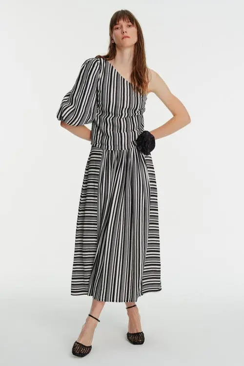 EXQUISE One Shoulder Striped Blouse - Original