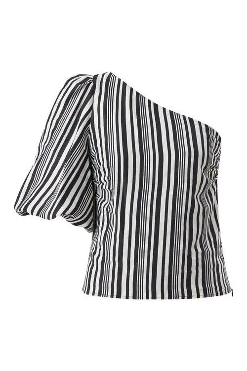 EXQUISE One Shoulder Striped Blouse - Original