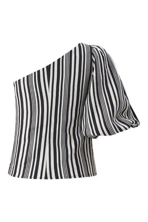 EXQUISE One Shoulder Striped Blouse - Original
