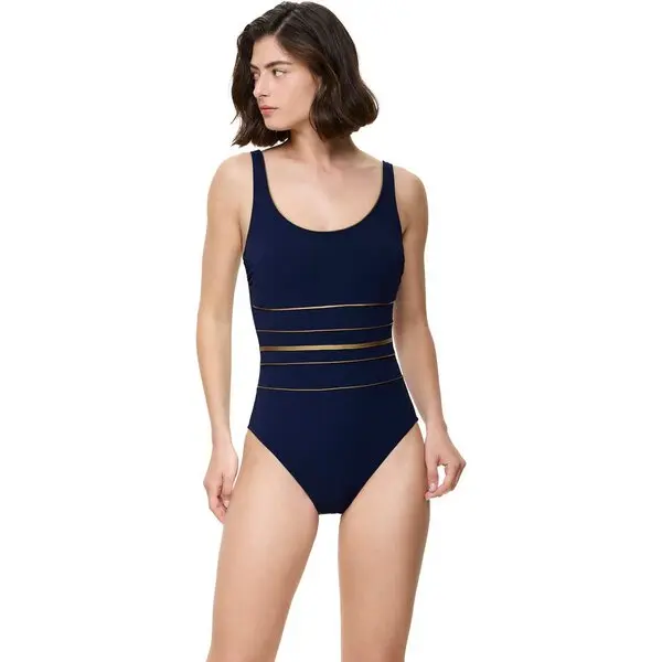 GOTTEX Modern Lux Scoop Neck One Piece Swimsuit - Black