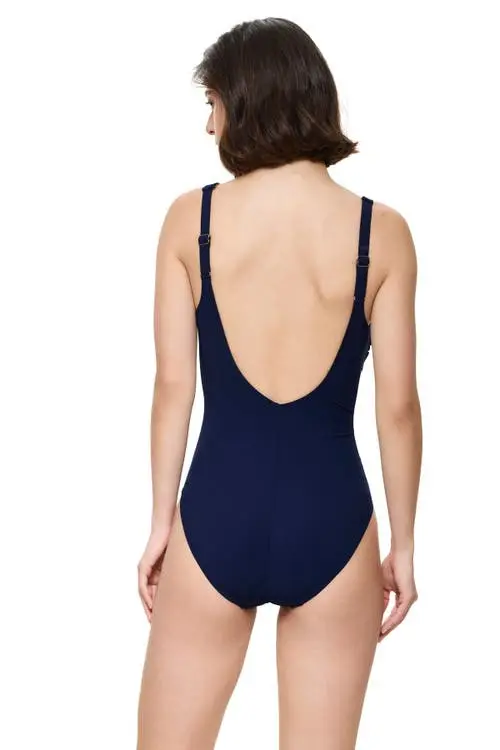 GOTTEX Modern Lux Scoop Neck One Piece Swimsuit - Black