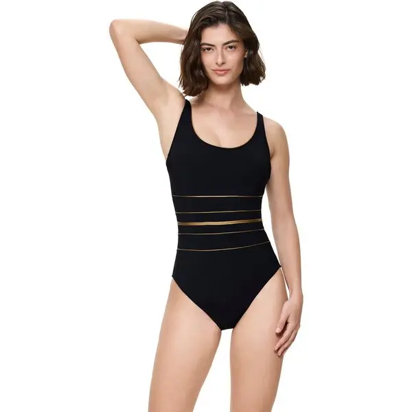 GOTTEX Modern Lux Scoop Neck One Piece Swimsuit - Blue