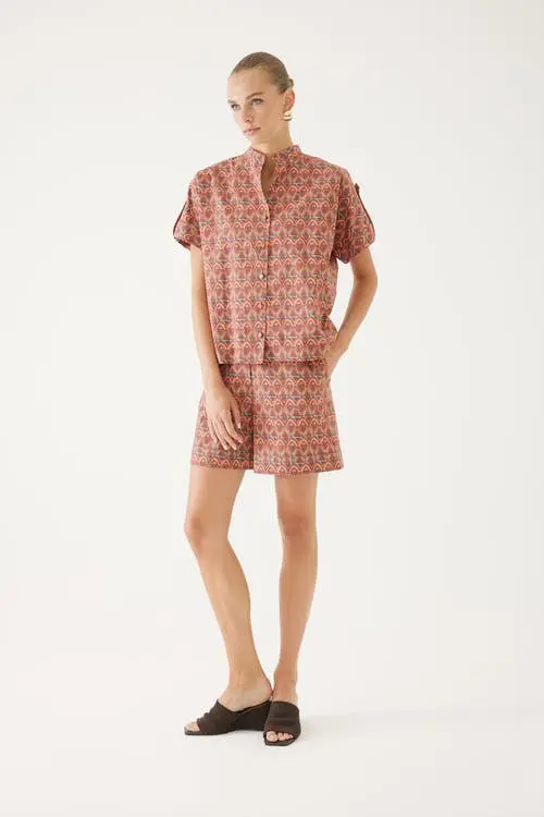 EXQUISE Belt Sleeve Shirt