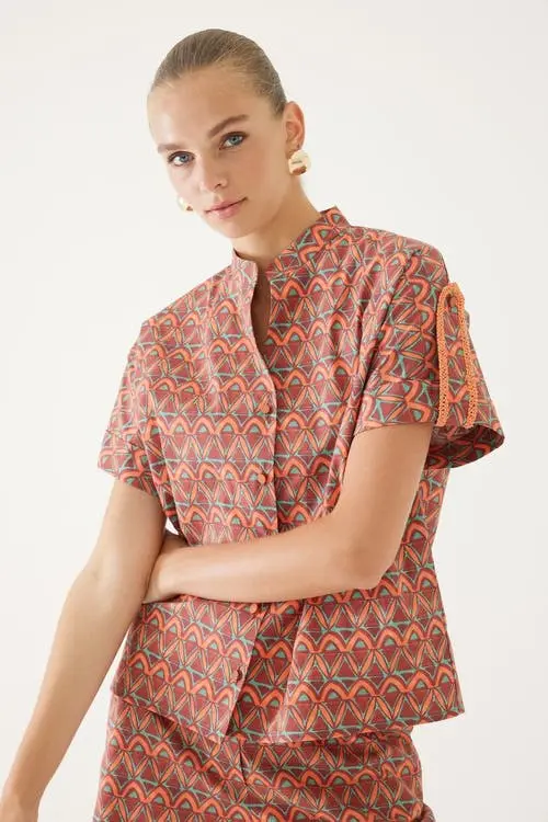 EXQUISE Belt Sleeve Shirt
