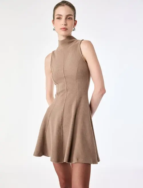 Koton High Neck Flared Mini Dress