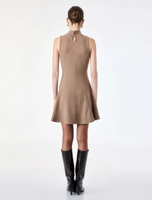Koton High Neck Flared Mini Dress
